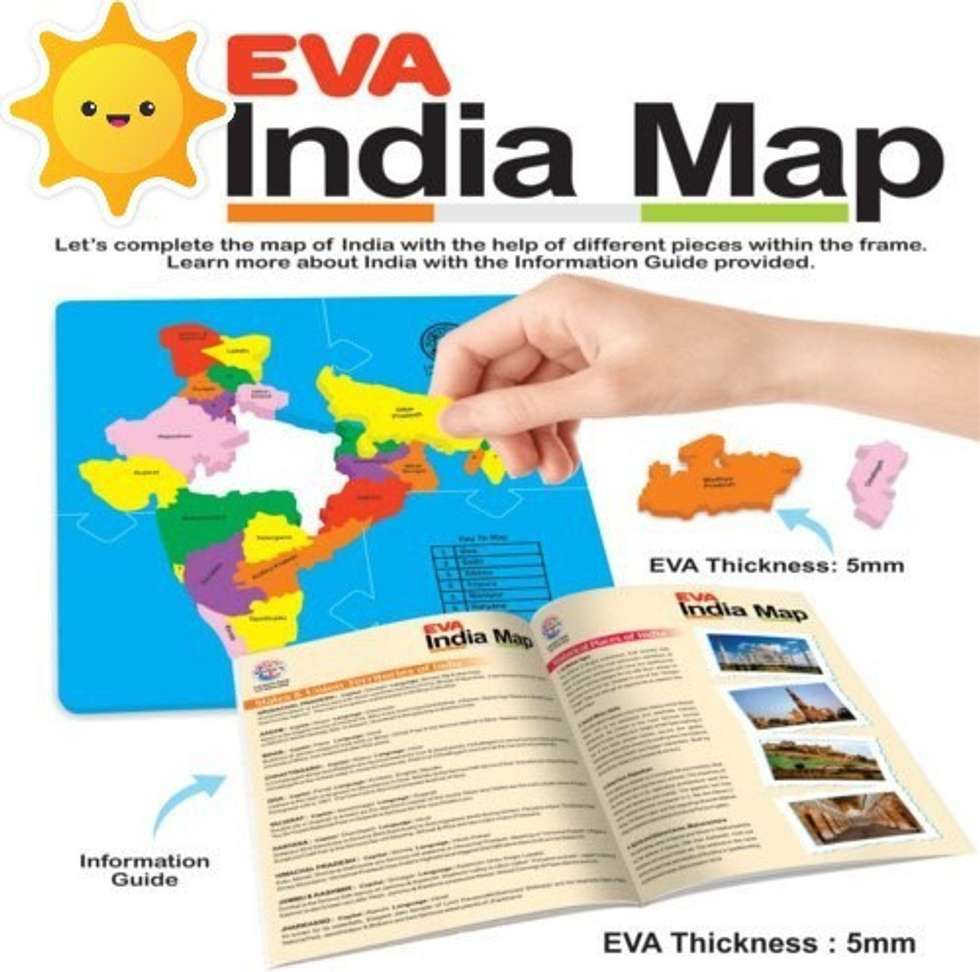 EVA India MAP with new UT's & 12 Pages Information Guide in The Pack ...