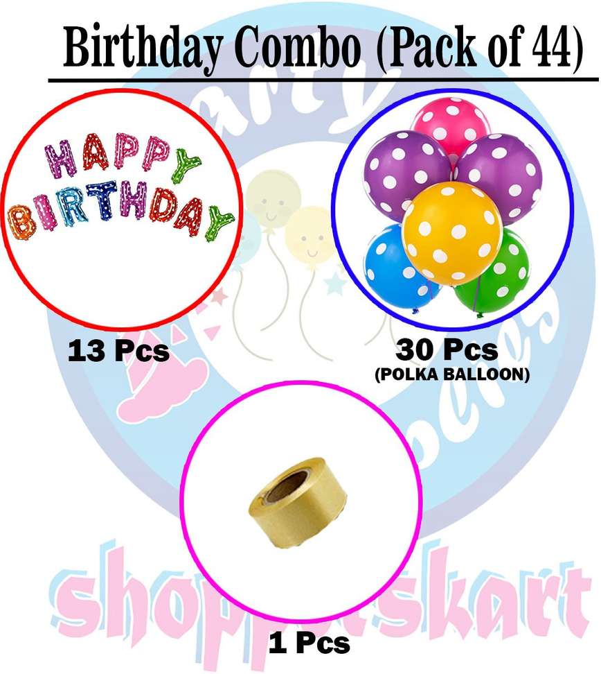 Shopperskart Happy Birthday Letter Foil Balloon Combo/Kit/Pack for ...