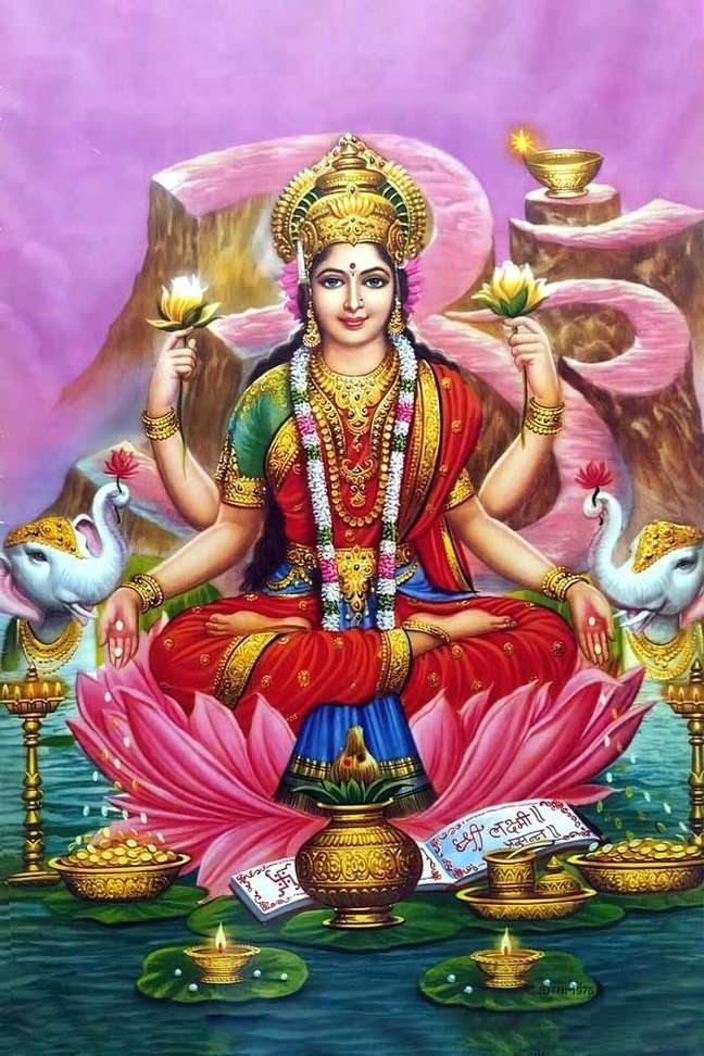wallpics Goddess Lakshmi Maa Religious Waterproof Vinyl Sticker Poster ...