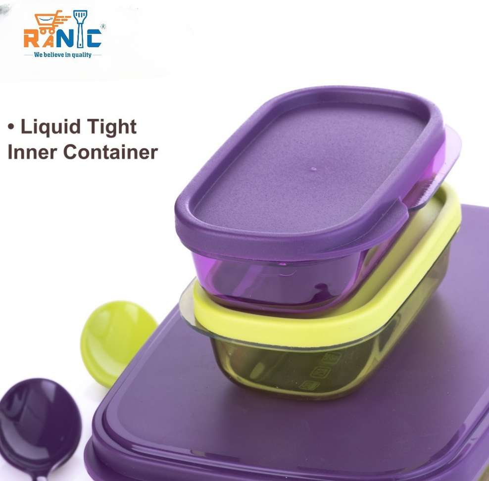 RANIC Combo 590Ml Divine Lunch Box Food Grade Plastic BPA-Free, (Purple ...
