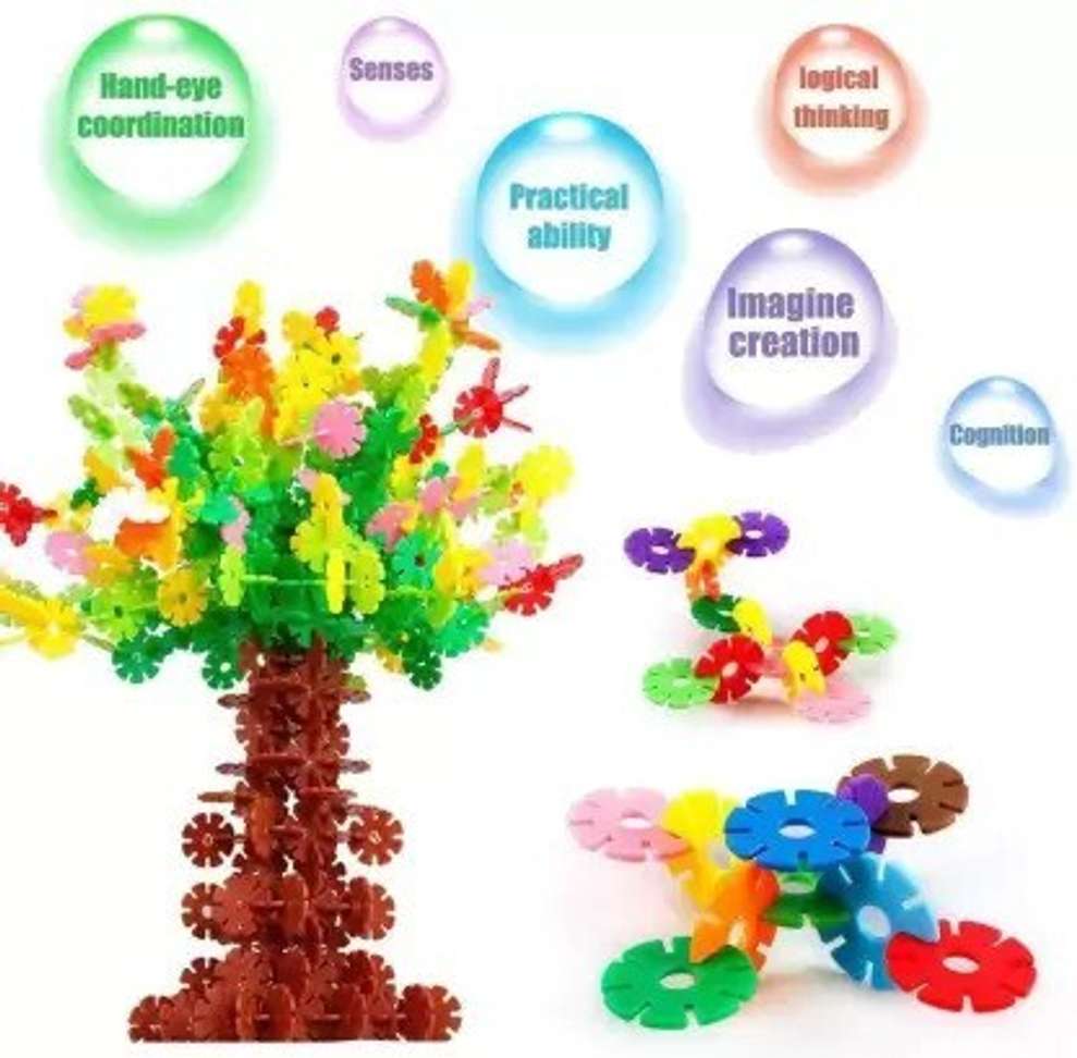 FS-18 Interlocking Flakes Disc Shaped Learning, Creative Blocks Toy Set ...
