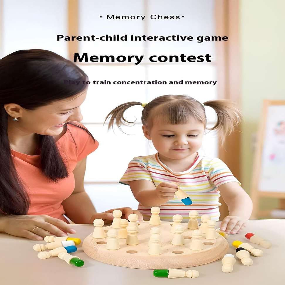 WAIRIT Memory Chess Matching,Wooden Color Education Board Games ...