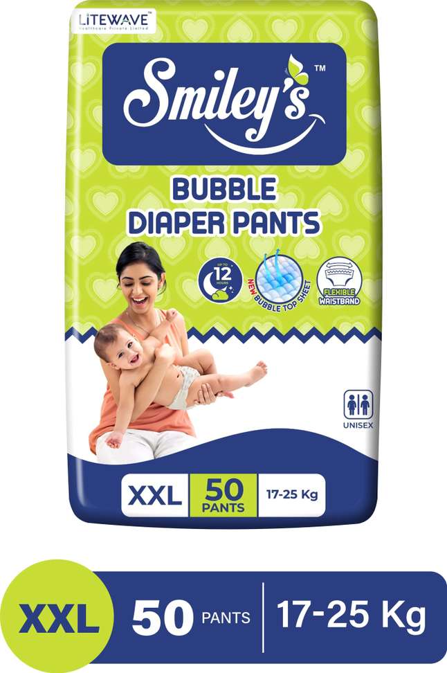 LITEWAVE Smiley's Bubble Baby Diaper Pants with Dual Layer Protection ...