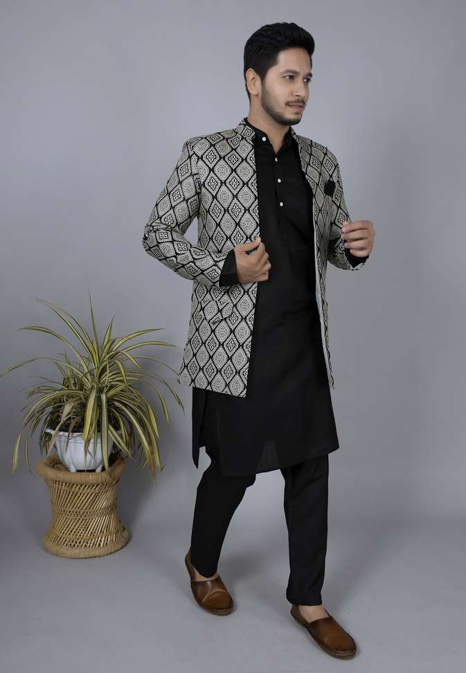 AMZIRA Heavy Jecquard Self Design Sherwani Price in India - Buy AMZIRA ...