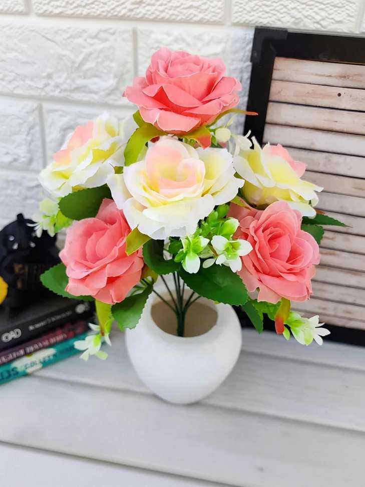 ABHAY FLOWERS & FASHION Room Decor Flower Multicolor, Beige Rose ...