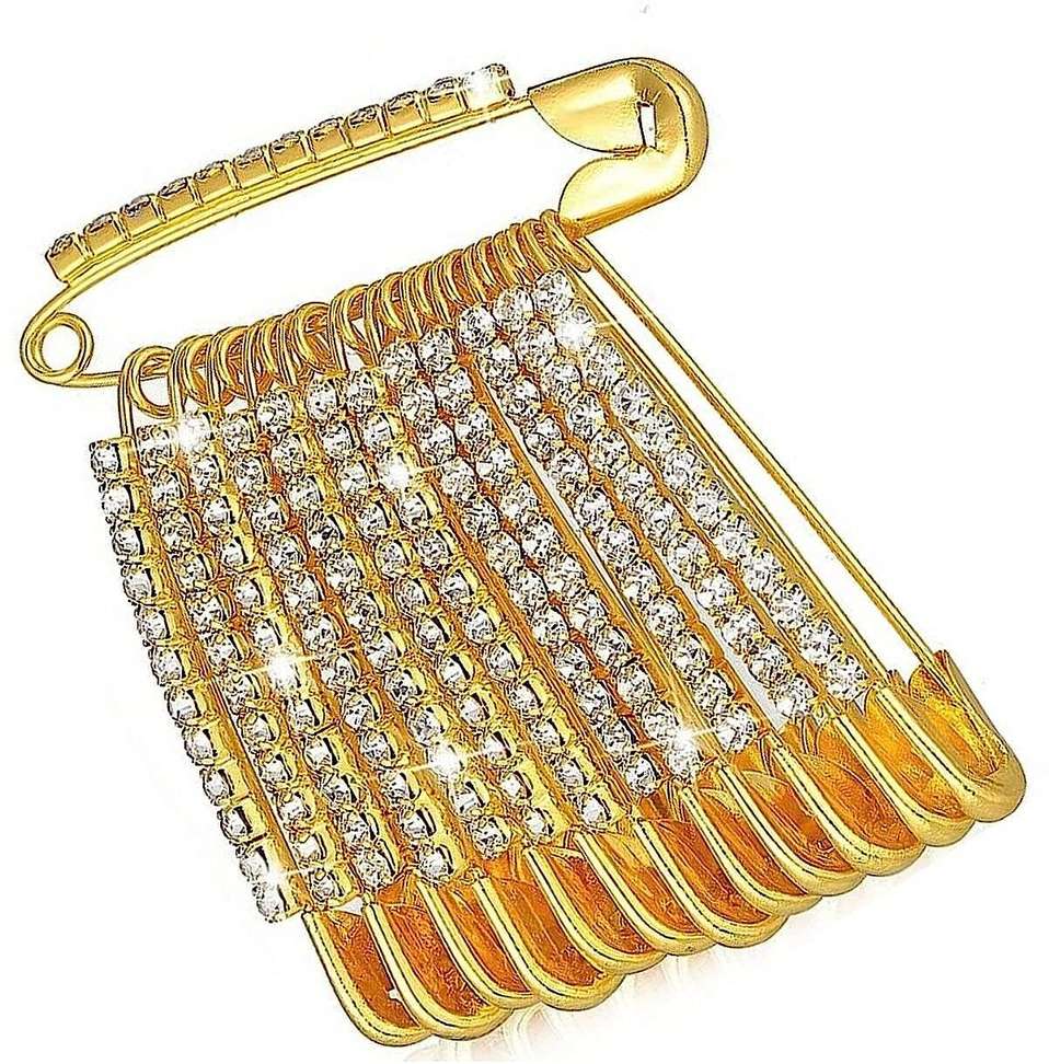 Shopsy - Golden Stone Safety Saree Pins Sadi Sari Dupatta Hijab Pin for ...