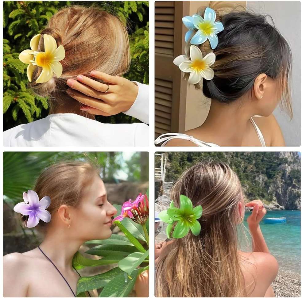 2 PCS Pack Flower Claw Clip for Women Flower Hair Clip, Hawaiian ...