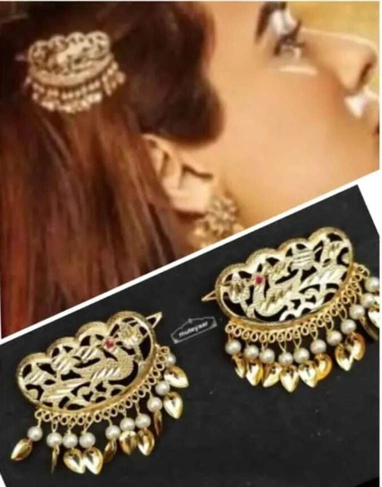 VSMARTHUB Punjabi Traditional gold plated Hair pin pack of 2 Morni ...