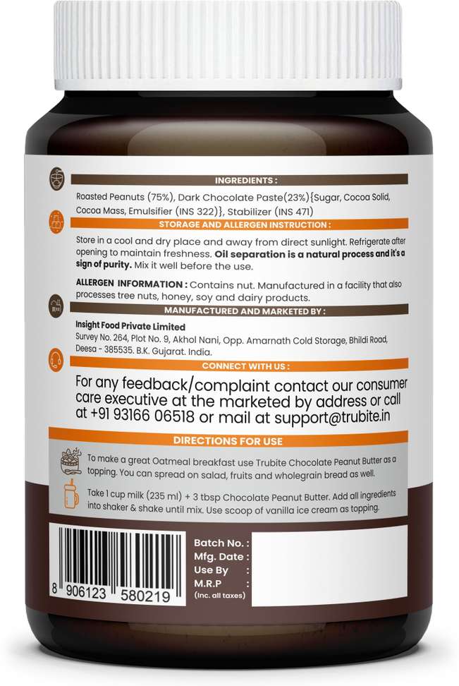 Trubite Chocolate Peanut Butter (Creamy) 1 kg Price in India - Buy ...