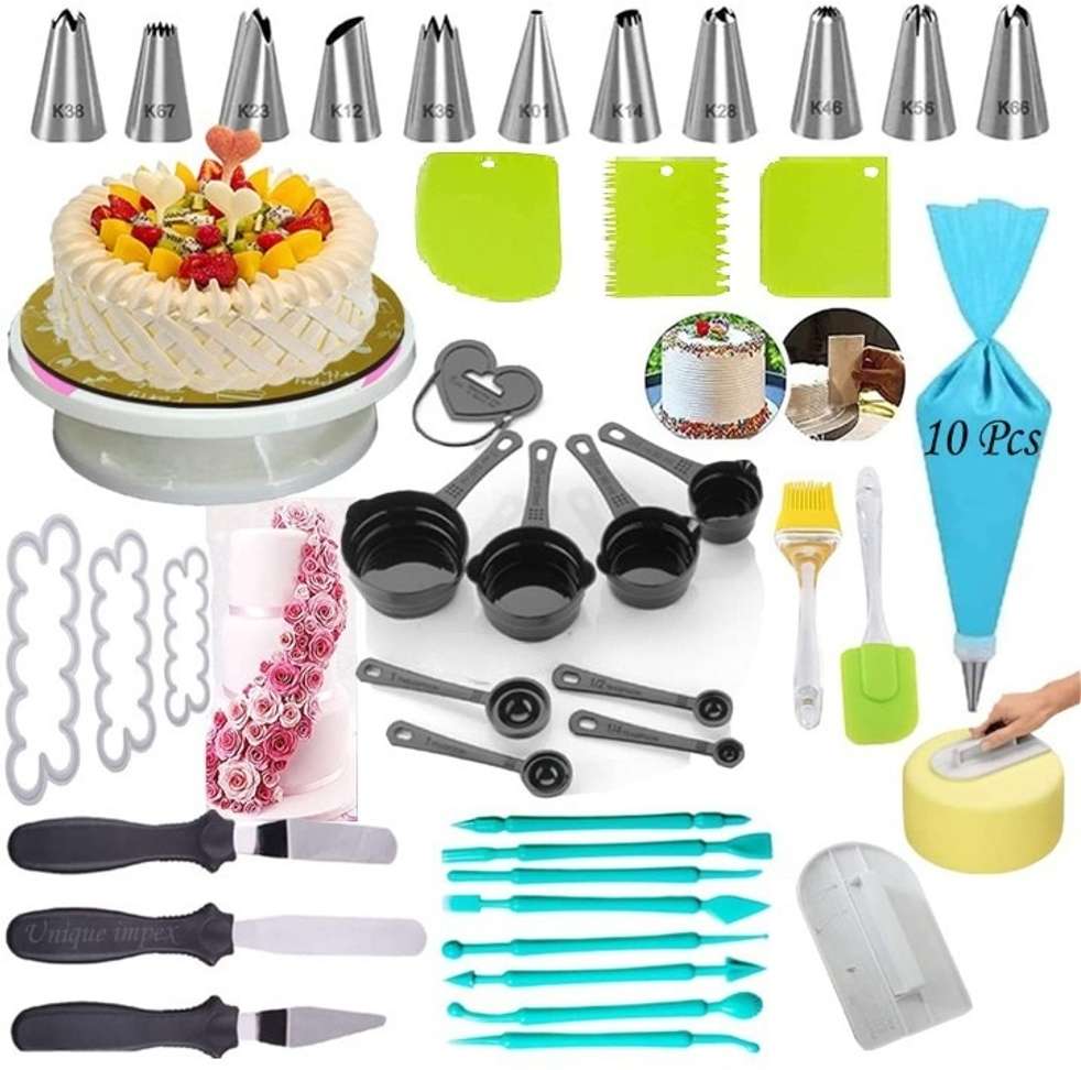 NIJAMRUT cake tools set combo 069 Cake Combo Sets Icing set Turntable ...