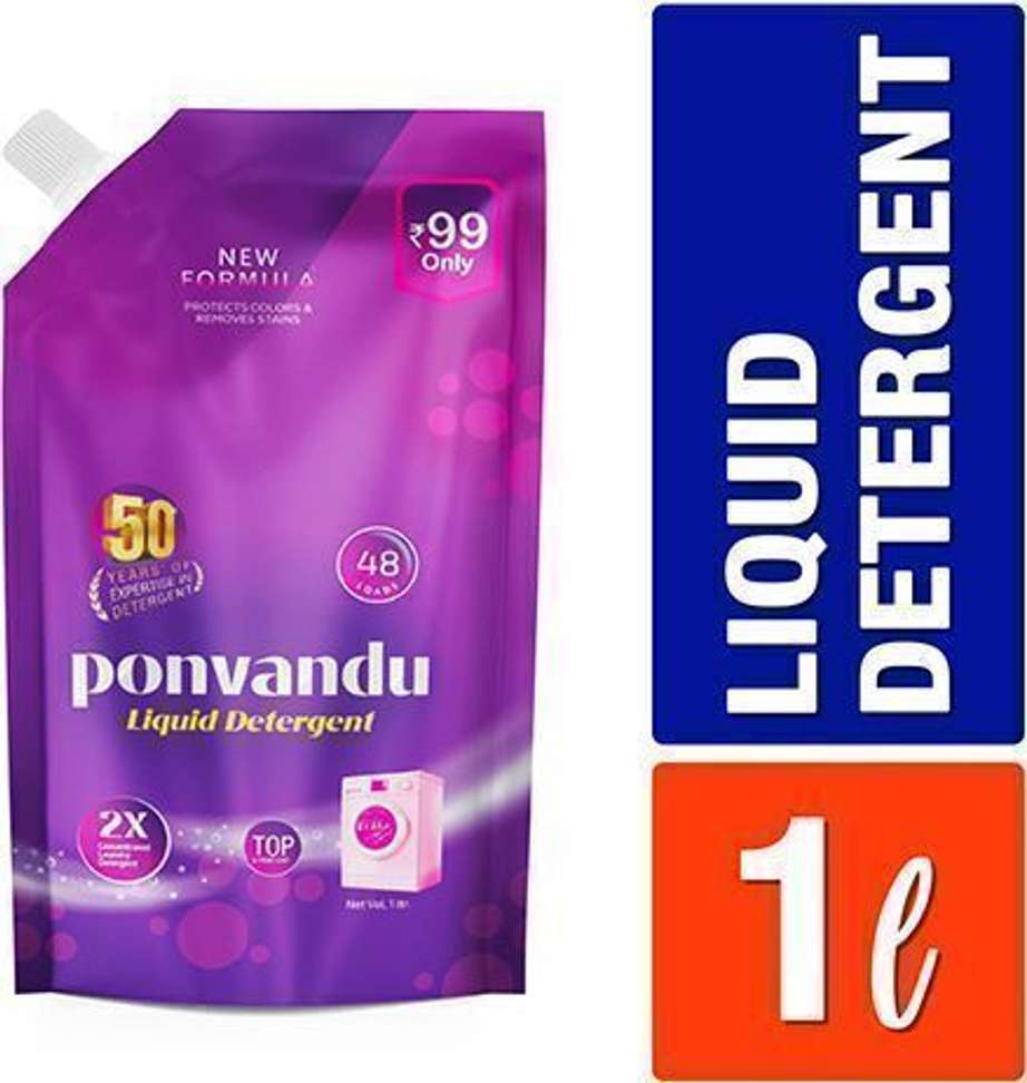 Ponvandu Liquid Detergent 1Litre for Top and Front Load washing machine ...