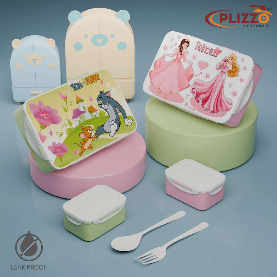 Tom-Jerry And barbie Lunch Box For Kid Washable Sticer Premium Qulity ...