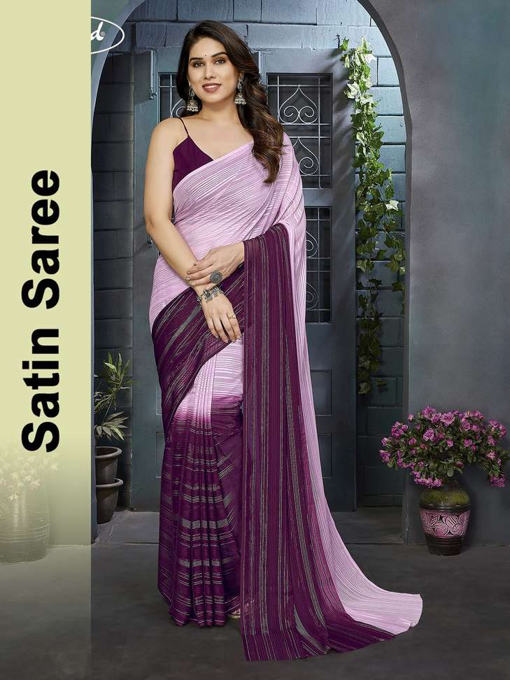 Anand Sarees Self Design, Ombre, Striped Daily Wear Satin Saree with ...