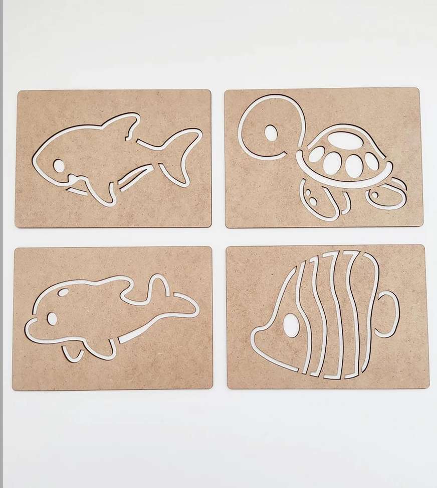 Cliths Sea Animal Stencil Set Toy 14-Piece Montessori Australian ...
