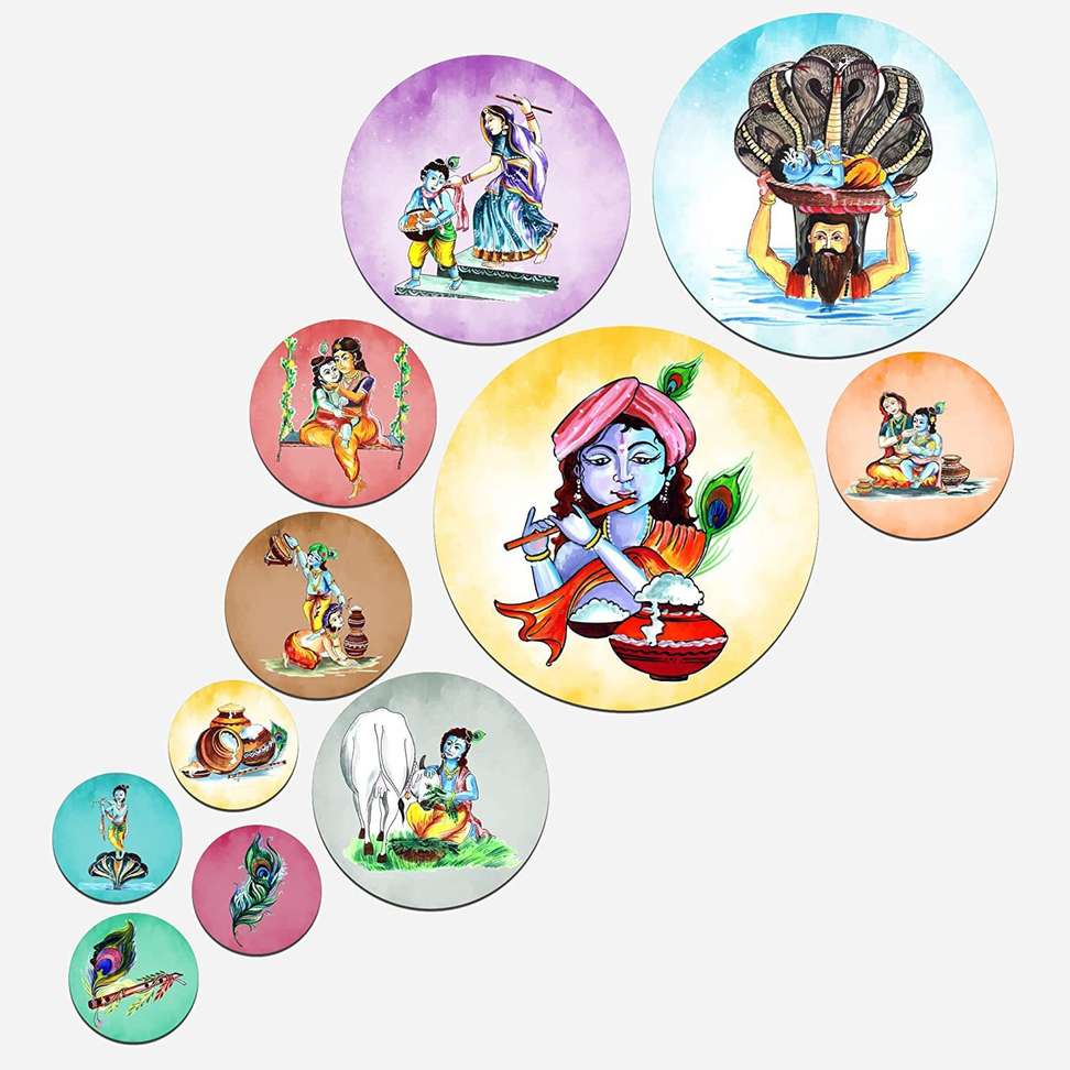 Angel Infinite Shri Krishna Design Wood Wall Hanging Decor Item for ...