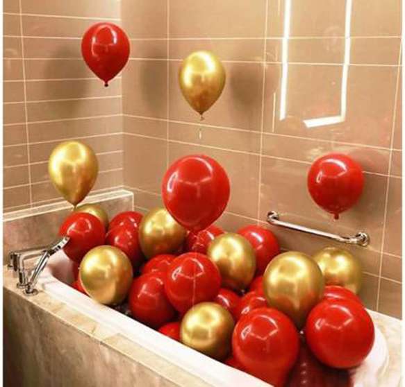 Solid Solid Metallic Red & Golden balloons (100 Pcs) Balloon Balloon ...