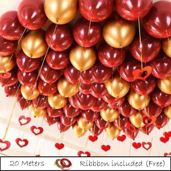 Solid Solid Metallic Red & Golden balloons (100 Pcs) Balloon Balloon ...