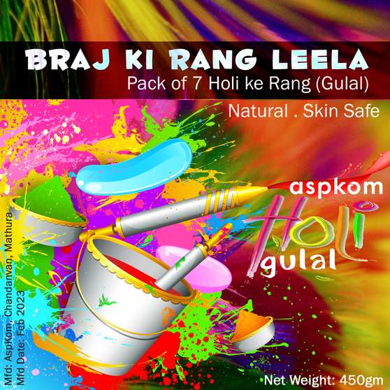 AspKom Holi Colours, Gulal, Pakka Rang Holi Color Powder Pack of 7 ...