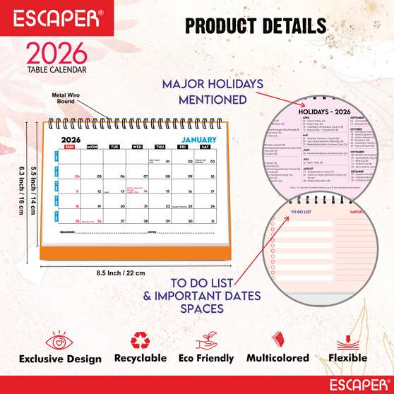 ESCAPER Motivational Desk Calendar, Inspirational Quotes, Desktop ...