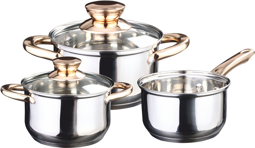 Gold Plated Cookware Set Hot Sale 6pcs Stainless Steel Pots 11L 13L