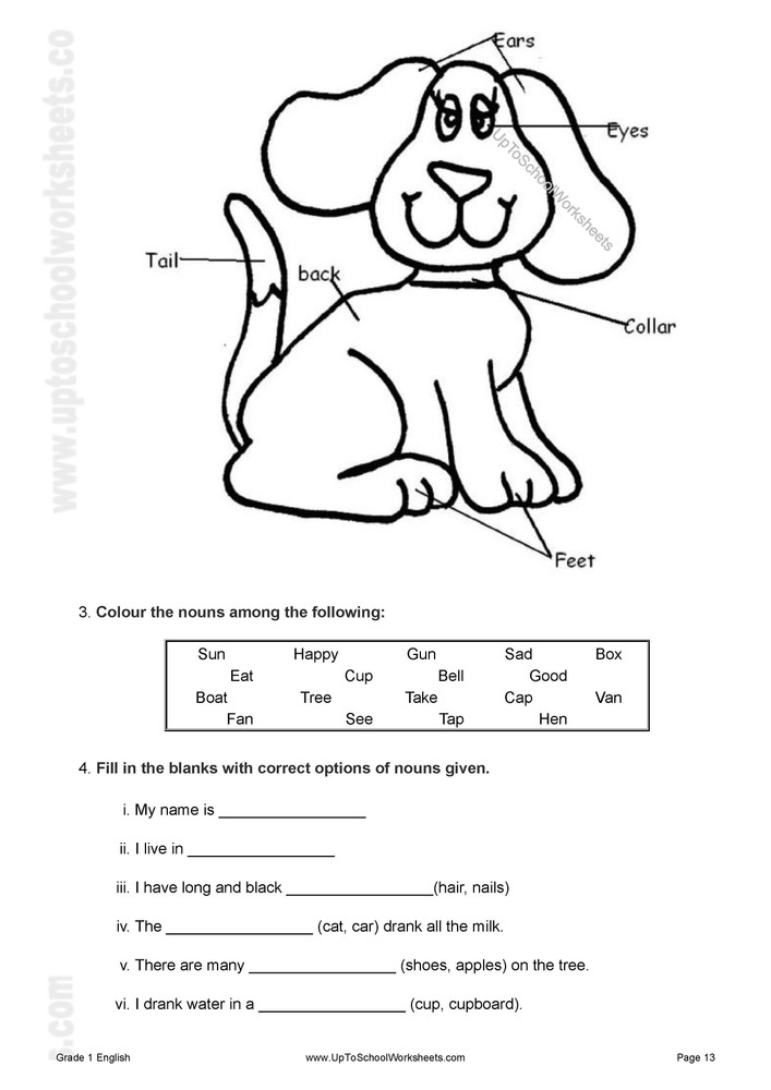 Worksheets For Grade 1 English Language