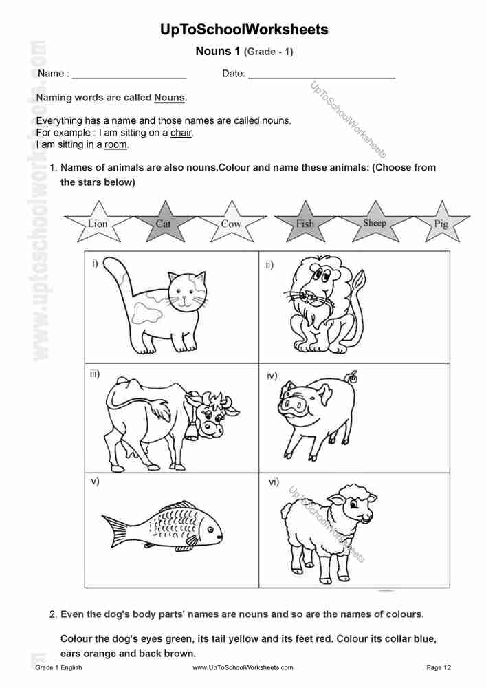 Worksheets For Grade 1 English Language