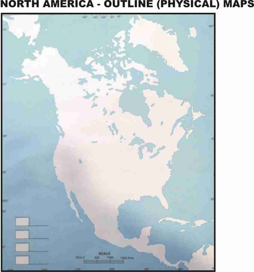 Blank Outline Physical Map Of North America The U.S.: 50 States