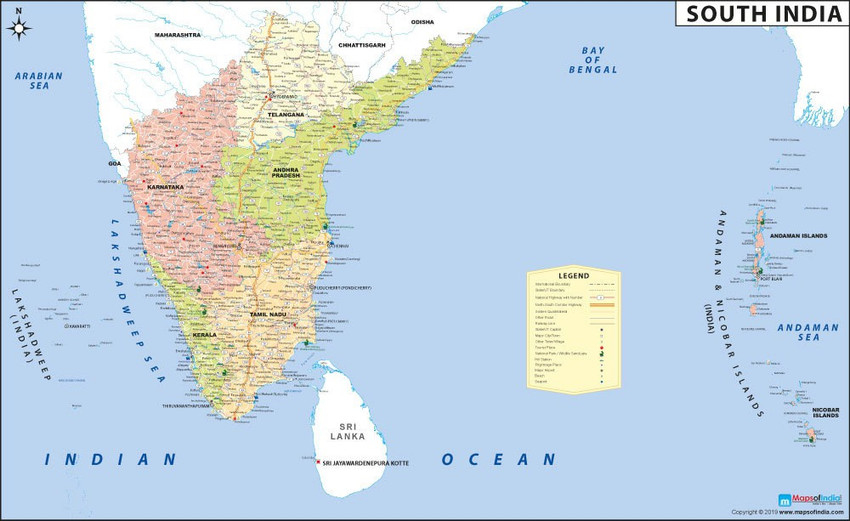 Political Map Of India Map Of India Political Southern