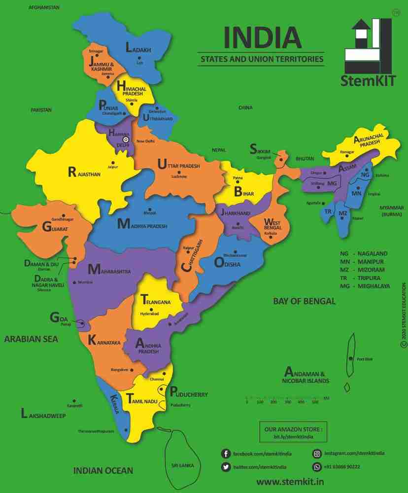 Political Map Of India With States And Capitals