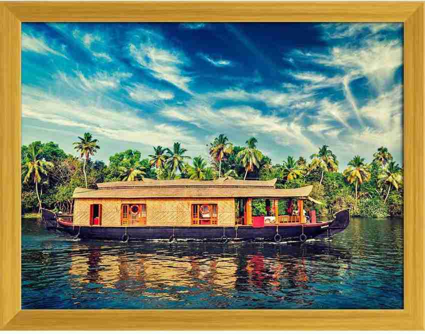 Kerala Houseboat Drawing Pen And Ink Drawings. Portraits, Kerala