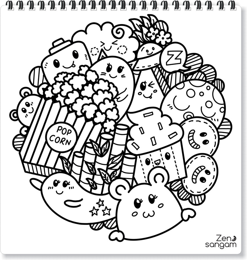 kawaii doodle art coloring pages