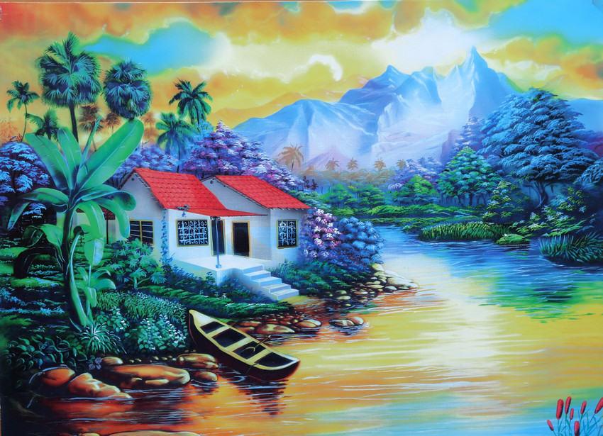 Beautiful Scenery Paintings The Beautiful Waterfall Painting – ASP