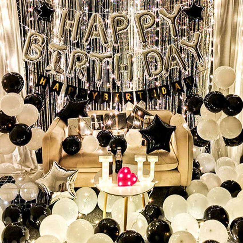 Wisdom Decor Black And White Happy Birthday Theme Decoration Kit Combo38pcs AdultHusband Boy 30th 40th 60th Kids Birthday Party Decoration Item birthday decoration item Price in India Buy Wisdom Decor...