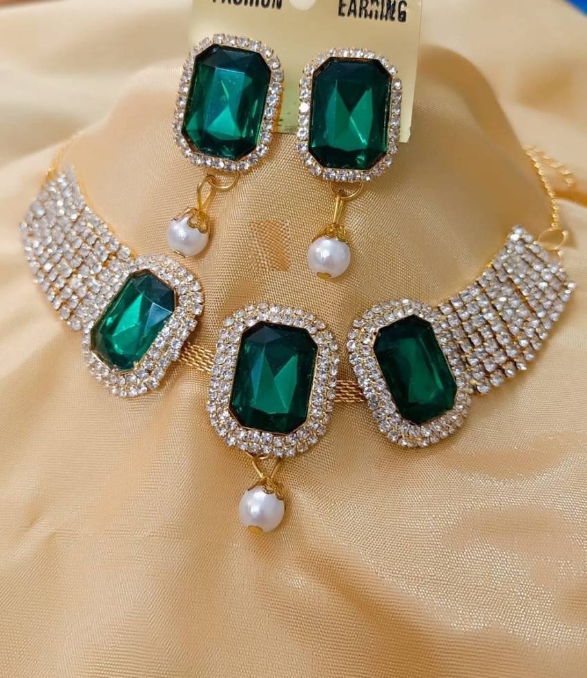 JewelShadi Alloy Gold plated Green Jewellery Set Price in India Buy JewelShadi Alloy Gold plated Green Jewellery Set Online at Best Prices in India Flipkart