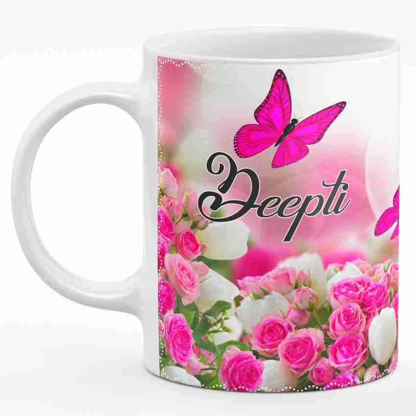 Deepti Name Logo ADVR "Deepti" Name Printed On Butterflies, Pink