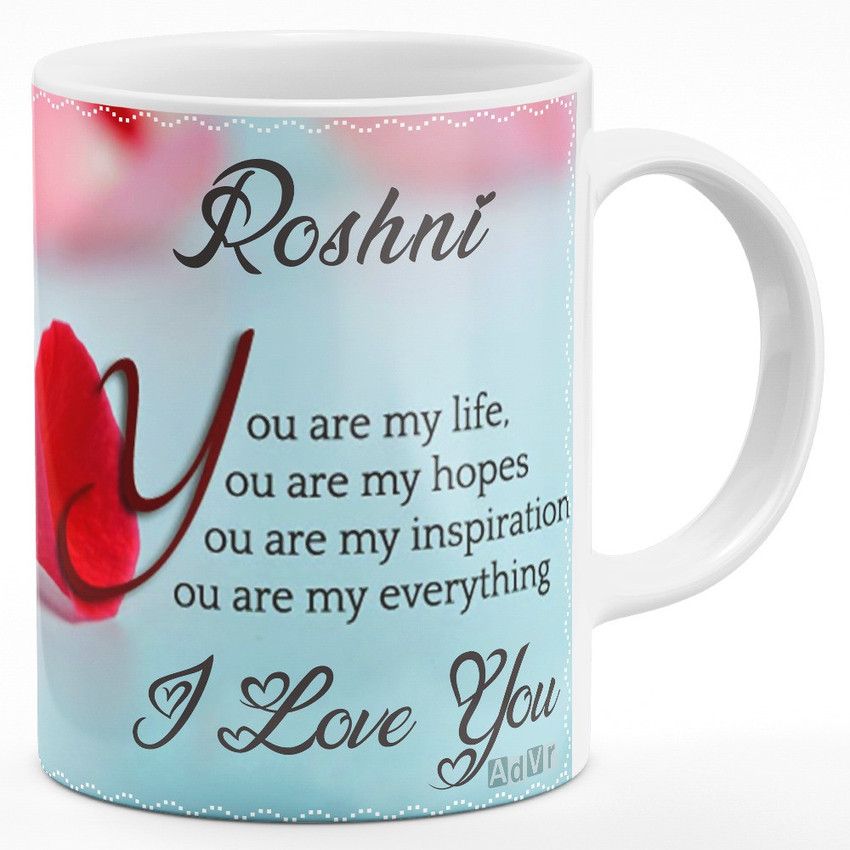 Roshni Name Logo ADVR "Roshni" Name & Love Message Printed On Red Rose