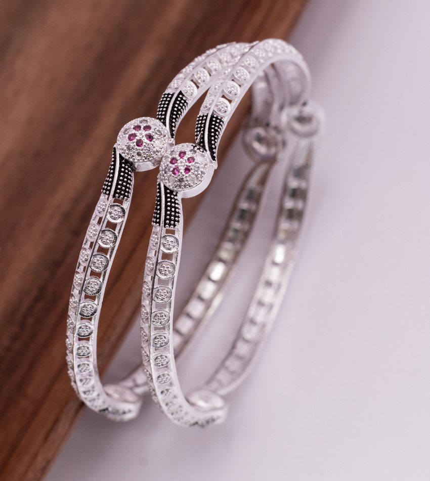 AK Metal Brass Silver Coated Bangle