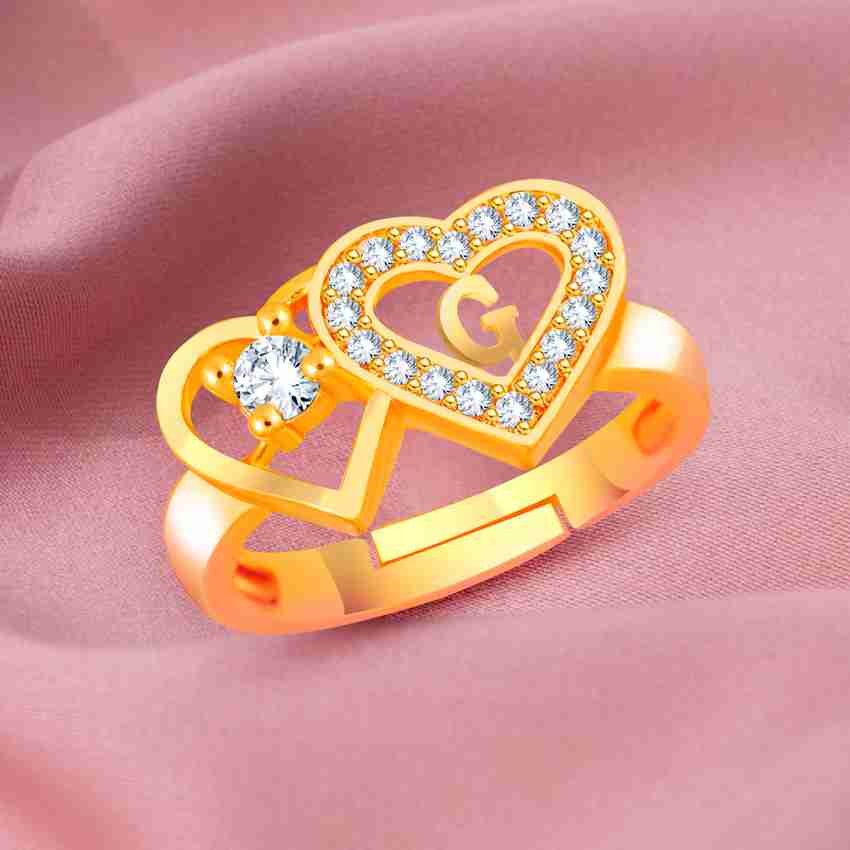 B Letter In Gold Ring Capital "B" Diamond Initial Ring With Bezel Set