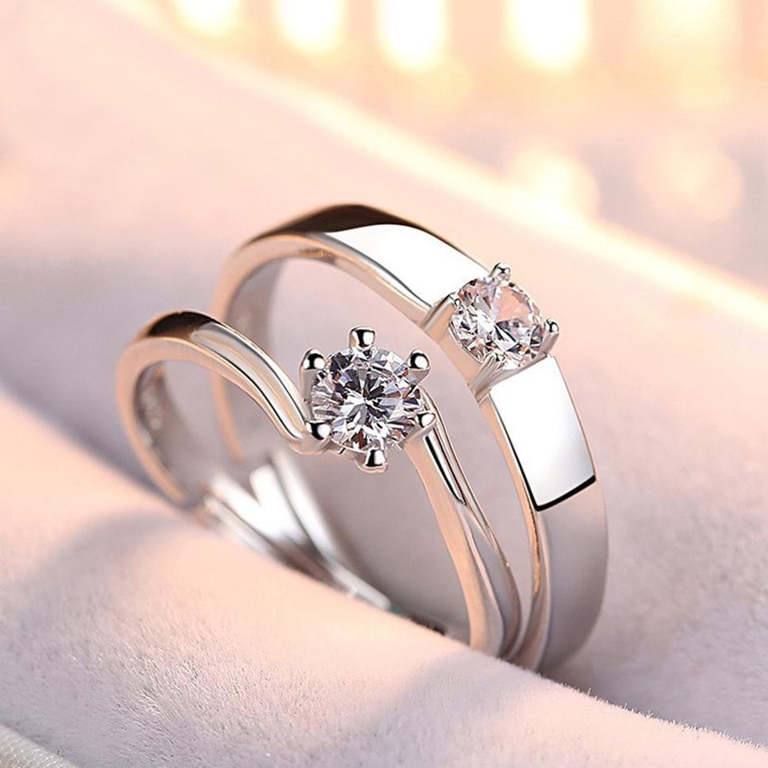 MEENAZ couple ring set for boyfriend girlfriend men women Brass Copper Alloy Crystal Silver Stone Metal Stainless Steel Crystal Diamond Cubic Zirconia Zircon Platinum Rhodium Titanium Sterling Silver ...