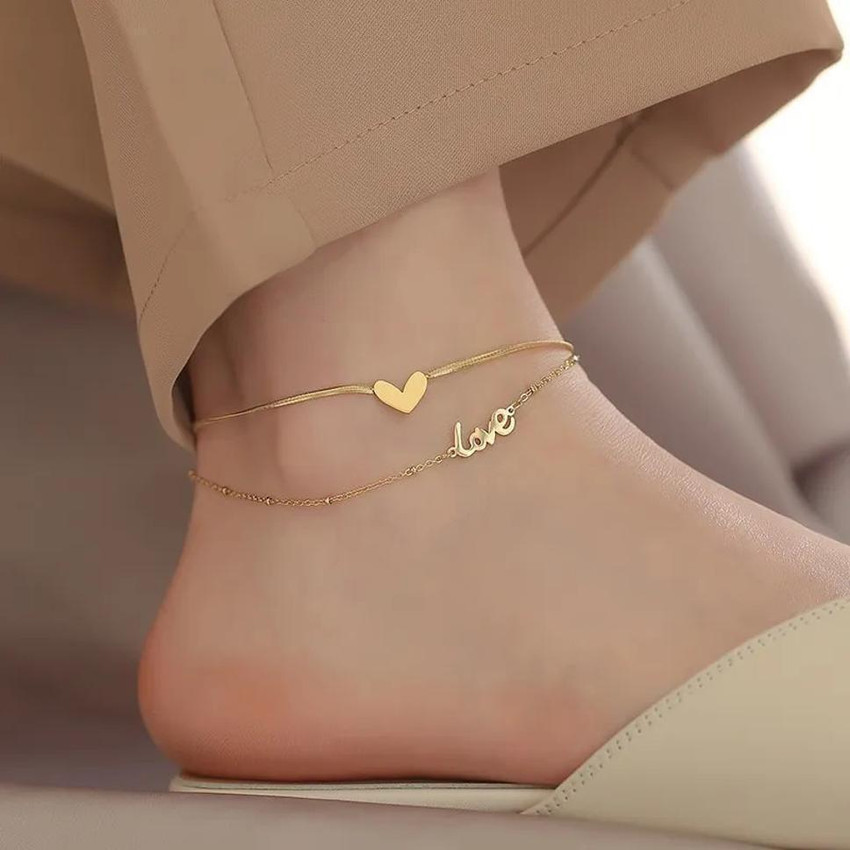 Fashion Frill Anklet For Women Stylish Golden Payal Anklets For Girls leg chain jewellery Stainless Steel Anklet Price in India Buy Fashion Frill Anklet For Women Stylish Golden Payal Anklets For