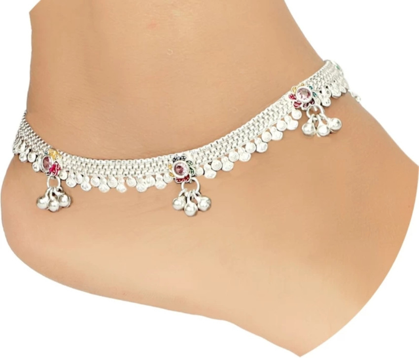 Cntzk Flower design fashionable trending wear metal payal Silver Anklet Price in India Buy Cntzk Flower design fashionable trending wear metal payal Silver Anklet Online at Best Prices in India