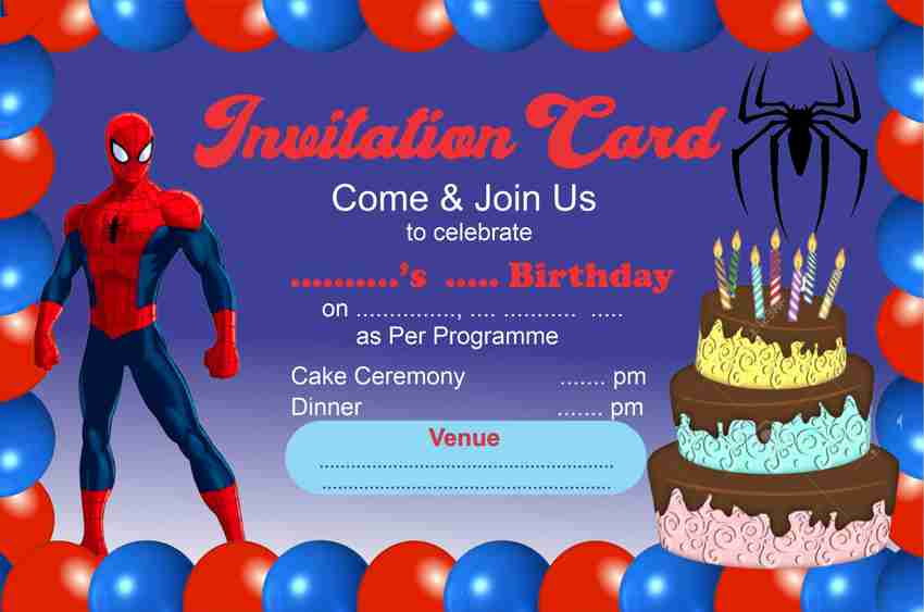 Spider Man Invitation Card Spiderman Theme Invitation | Shopee