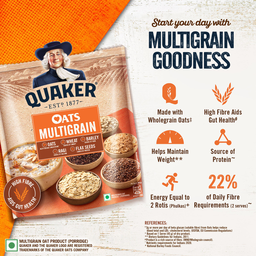 Quaker Oats Plus Multigrain Advantage 600g Pouch