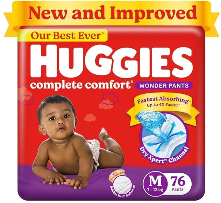 Huggies Comfort Wonder Pants Medium M Size 7 12 Kgs M Buy 76 Huggies cotton Pant Diapers for babies weighing 12 Kg Flipkart
