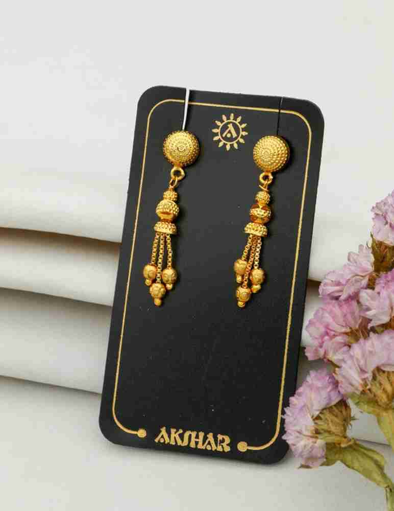 Flipkart Buy Pushp Creation 1 GRAM GOLD PLATED FANCY SUIDHAGA EARRINGS FOR WOMEN GIRLS. PIPE SCREW BACK. Brass Ear Thread Online at Best Prices in India