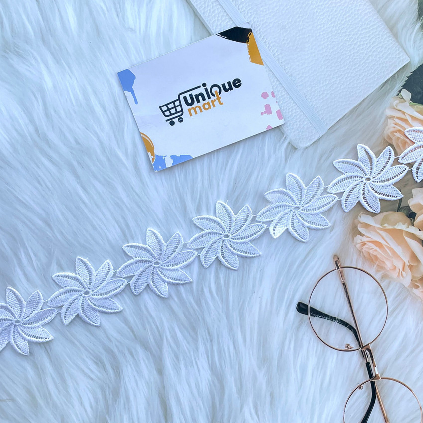 White Floral Lace Border White Organza Lace Border | Embellishment For