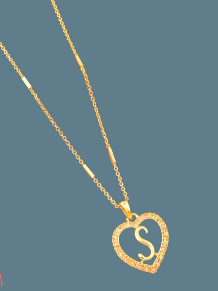 CRAFTSTER Gold plated S letter name Pendant necklace chain design for girls women Cubic Zirconia Gold plated Plated Brass Alloy Chain Price in India Buy CRAFTSTER Gold plated S letter name Pendant nec...