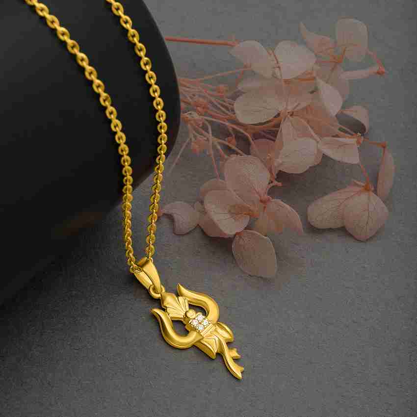 Silberry 18k Gold plated Trishul Pendant with Chain Cubic Zirconia Gold plated Plated Sterling Silver Necklace Price in India Buy Silberry 18k Gold plated Trishul Pendant with Chain Cubic Zirconia Gol...