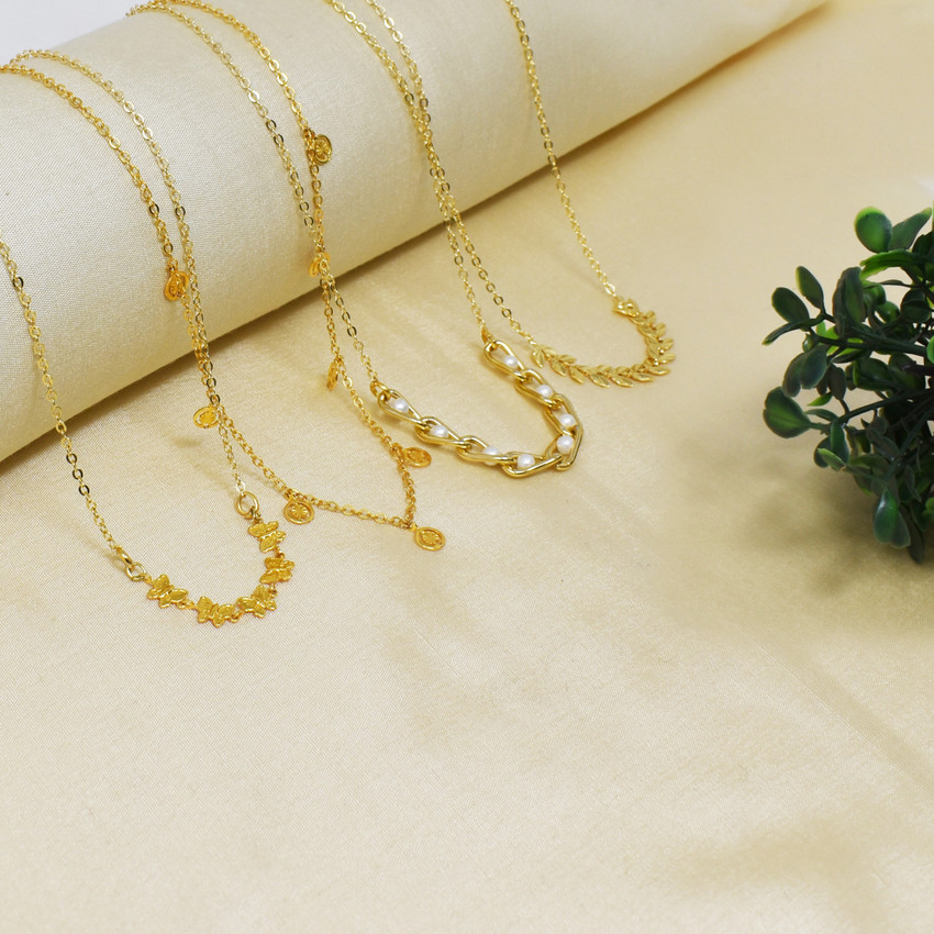 city sign Treasure jewelry gold plated necklace chain set pack of four. Gold plated Plated Alloy Chain Set