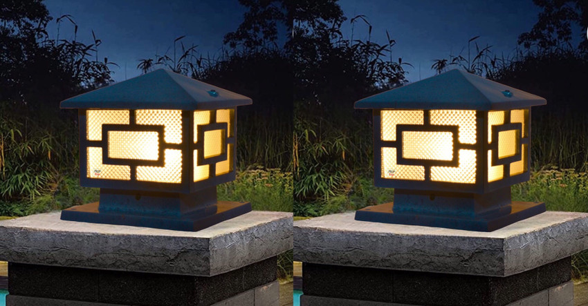 Entrance Column Solar Lights 576 10 Inch Modern E27 Solar LED Outdoor